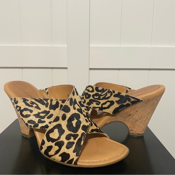 Born | Shoes | Born Crown Sz 9 Leopard Cheetah Leather Wood Wedge ...